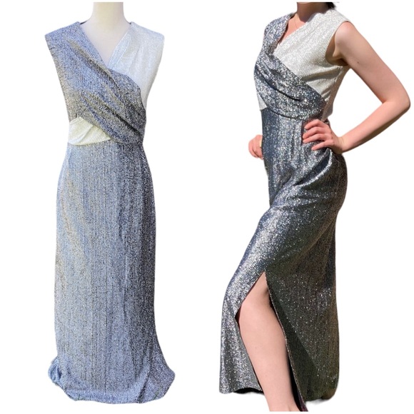 Vintage | Dresses | Vintage 6s 70s Lurex Crisscross Metallic Column ...